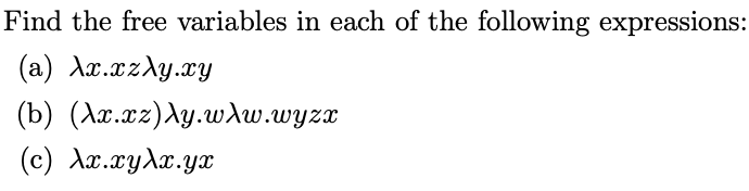 Solved Find the free variables in each of the following | Chegg.com