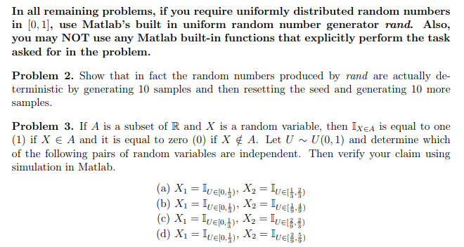 In all remaining problems, if you require uniformly | Chegg.com