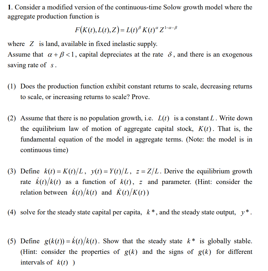 1. Consider a modified version of the continuous-time | Chegg.com