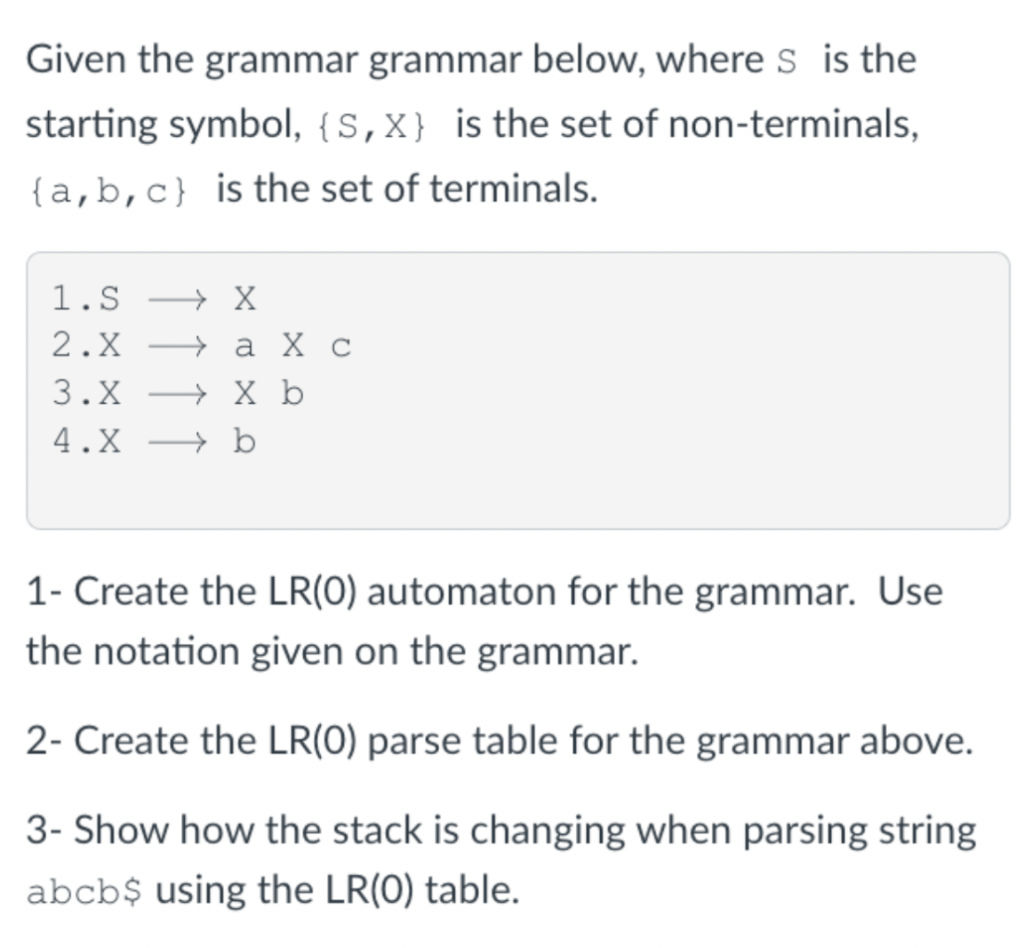 Solved Given the grammar grammar below, where S is the | Chegg.com
