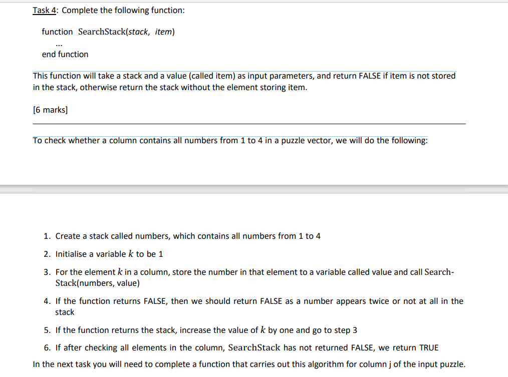 Solved Task 4: Complete the following function: function | Chegg.com Solved Task 4: Complete the following function: function | Chegg.com