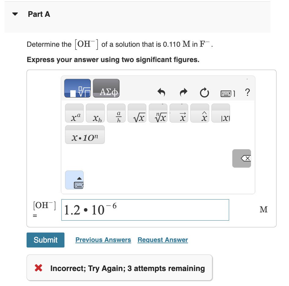 Solved Determine the [OH−]of a solution that is 0.110M in | Chegg.com