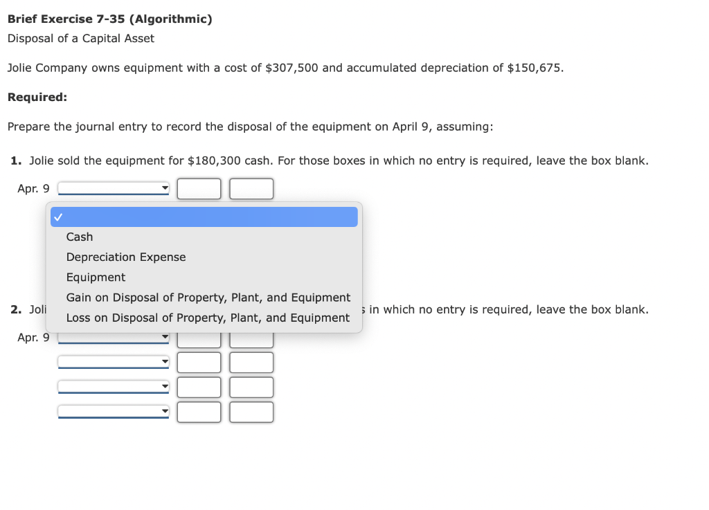 Solved Brief Exercise 7-35 (Algorithmic) Disposal of a | Chegg.com