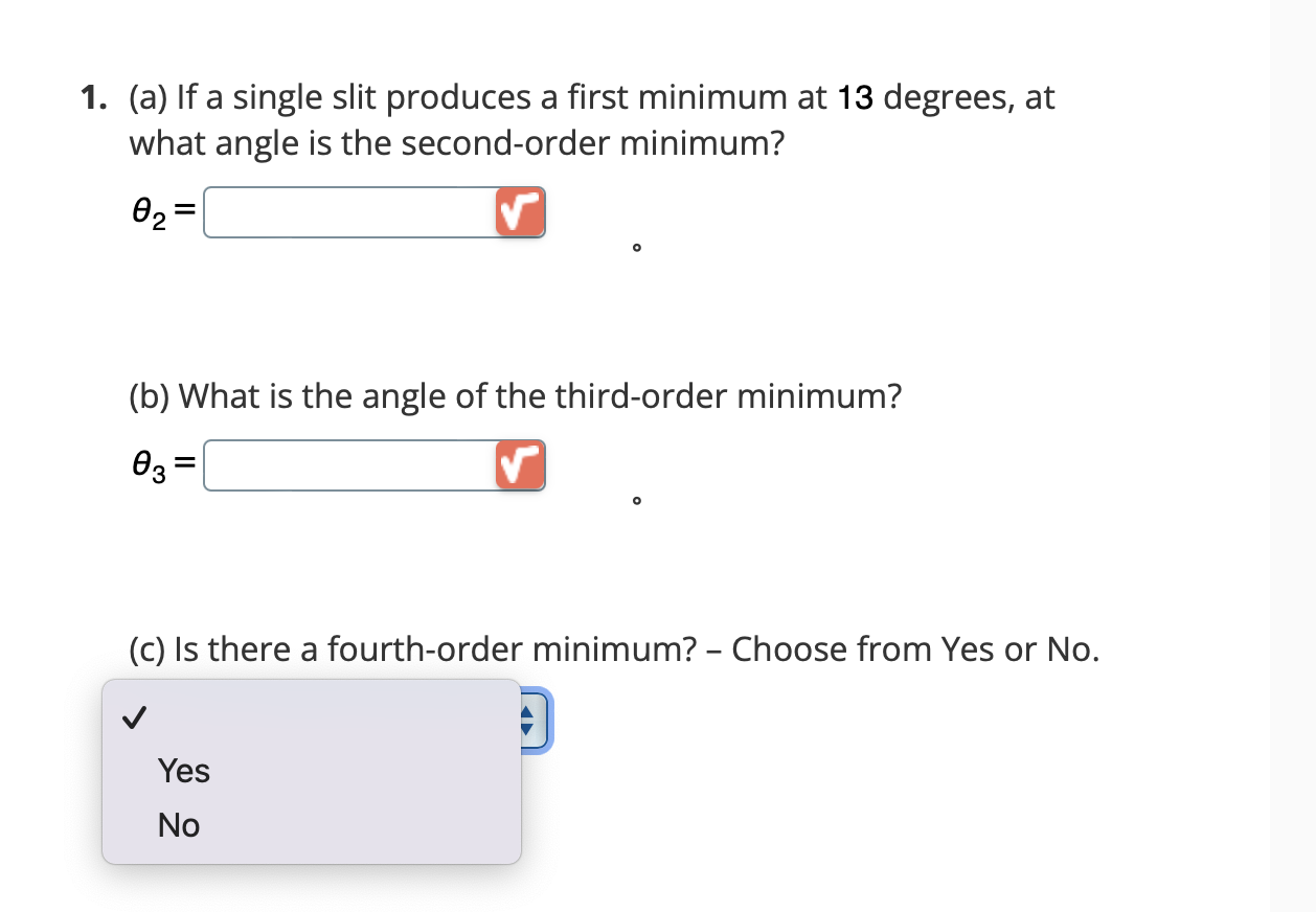 Solved 1. (a) At what angle is the first minimum for 550 nm | Chegg.com