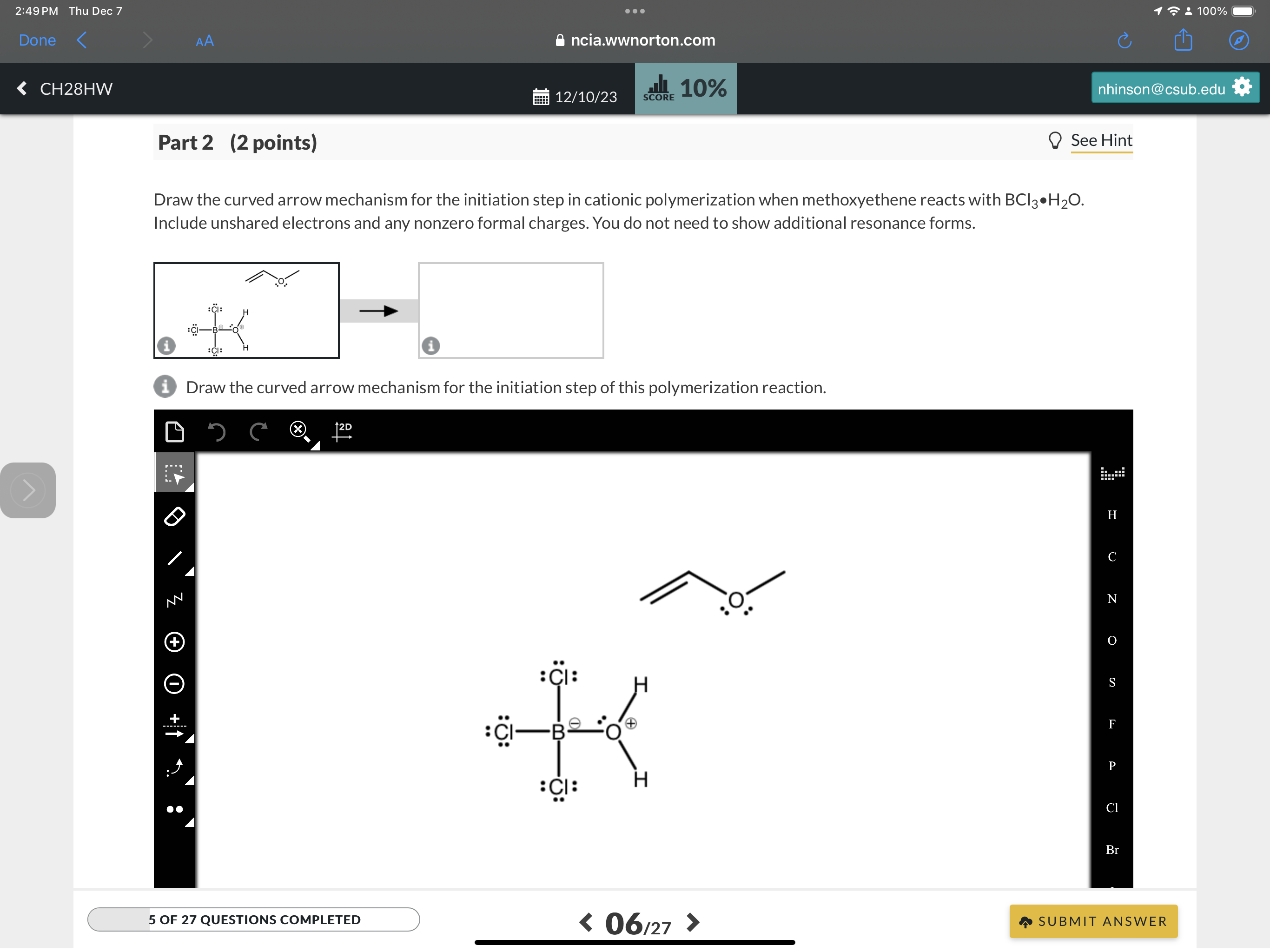 Solved 2:49 ﻿PM Thu Dec | Chegg.com