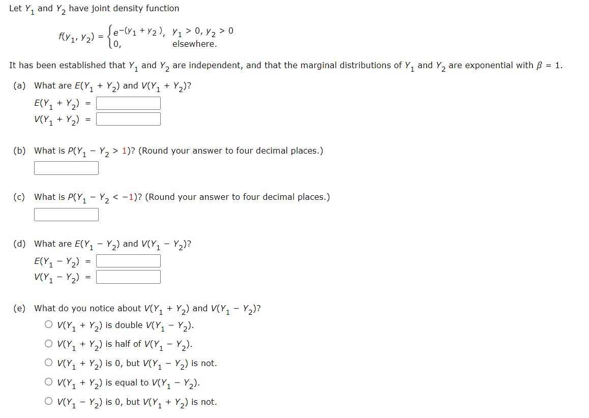 Solved Let Y1 and Y2 have joint density function Flyzoya) = | Chegg.com