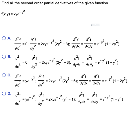Solved Find all the second order partial derivatives of the | Chegg.com