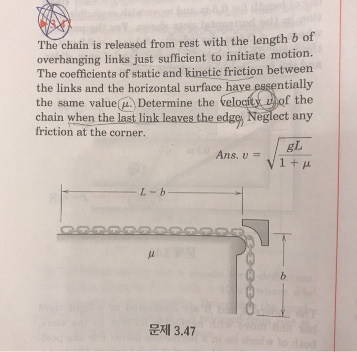 Solved 3.47 The chain is released from rest with the length | Chegg.com
