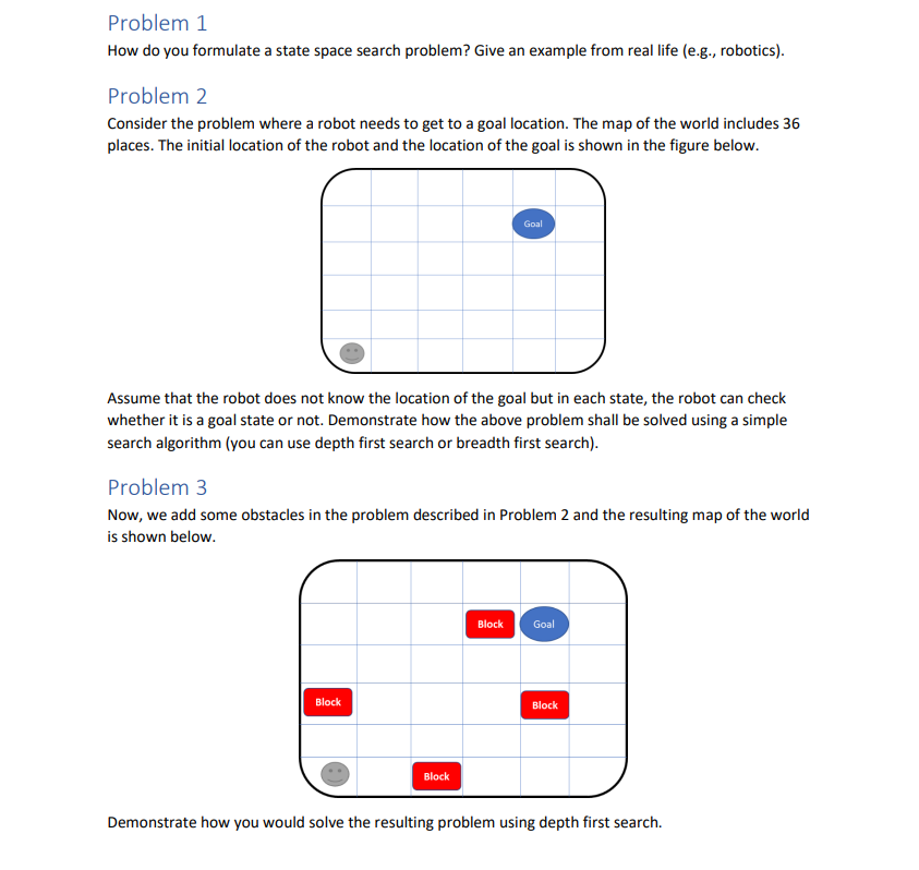 Solved Problem 1 How do you formulate a state space search | Chegg.com
