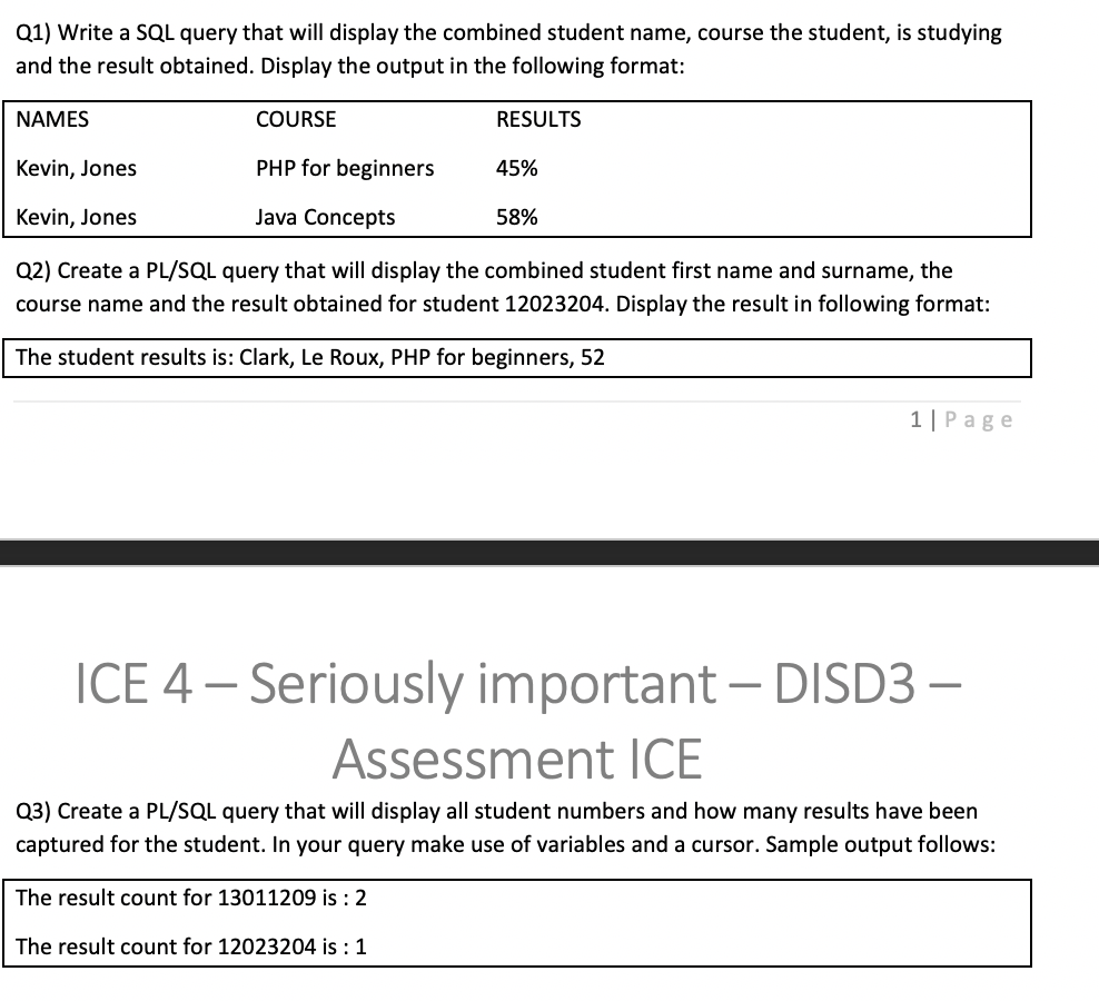 Solved ORACLE SQL DEVELOPER. drop table Student; drop table | Chegg.com
