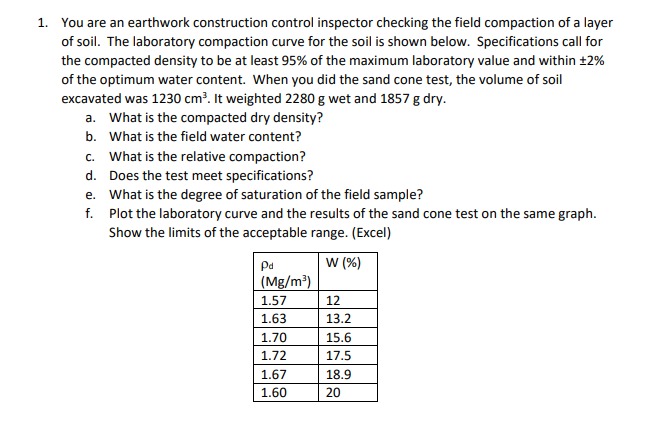 Solved 1. ﻿You are an earthwork construction control | Chegg.com