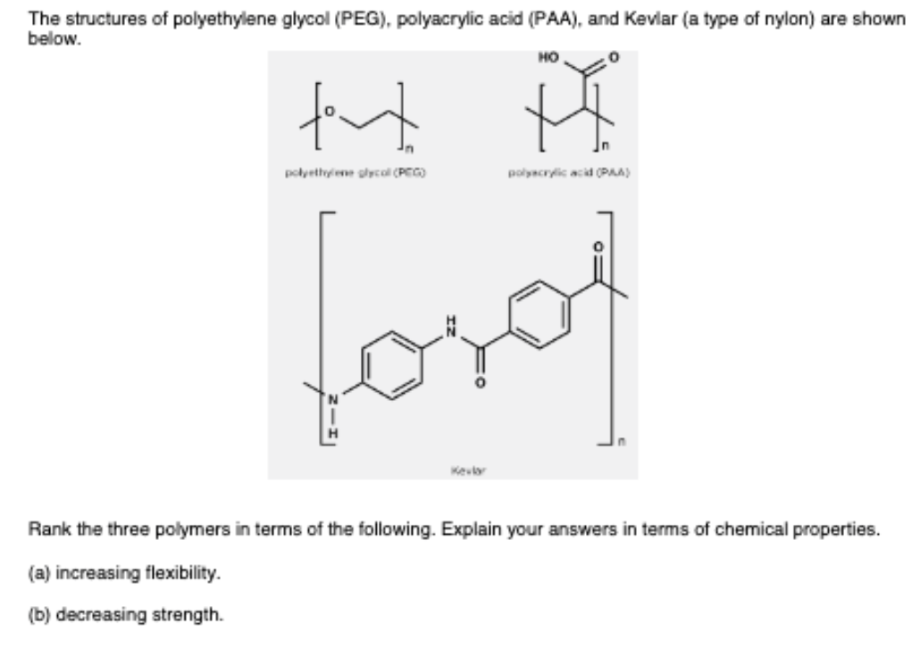 Solved The structures of polyethylene glycol (PEG), | Chegg.com