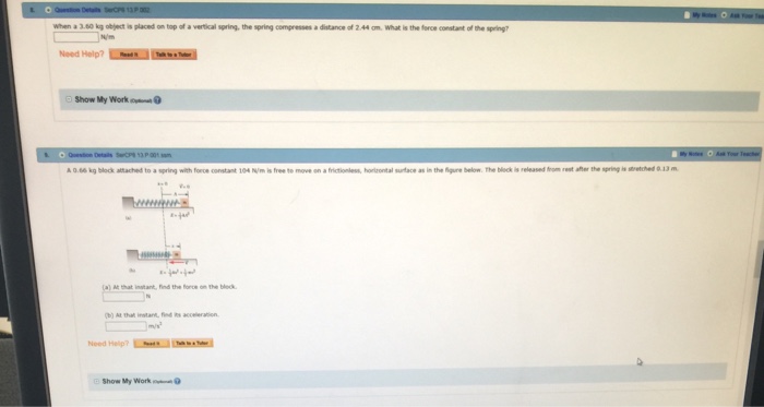 Solved The position of an object connected to a spring | Chegg.com