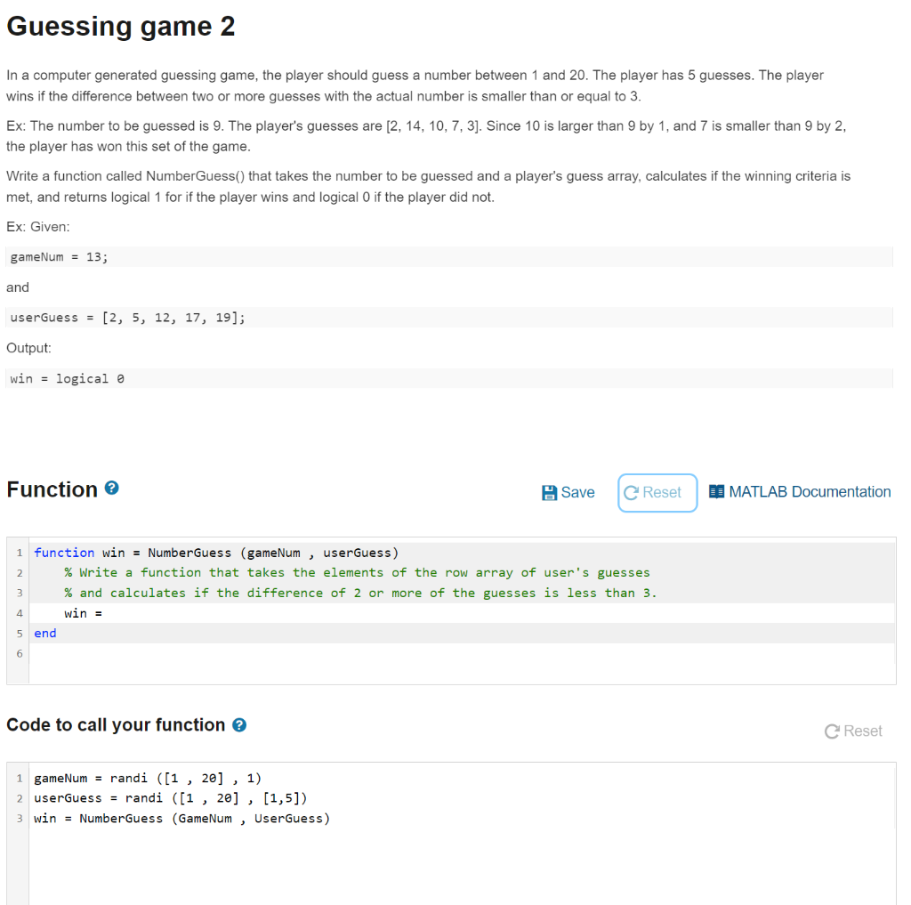 Solved Assessment: Submit Check if gameNum = 11, userGuess | Chegg.com