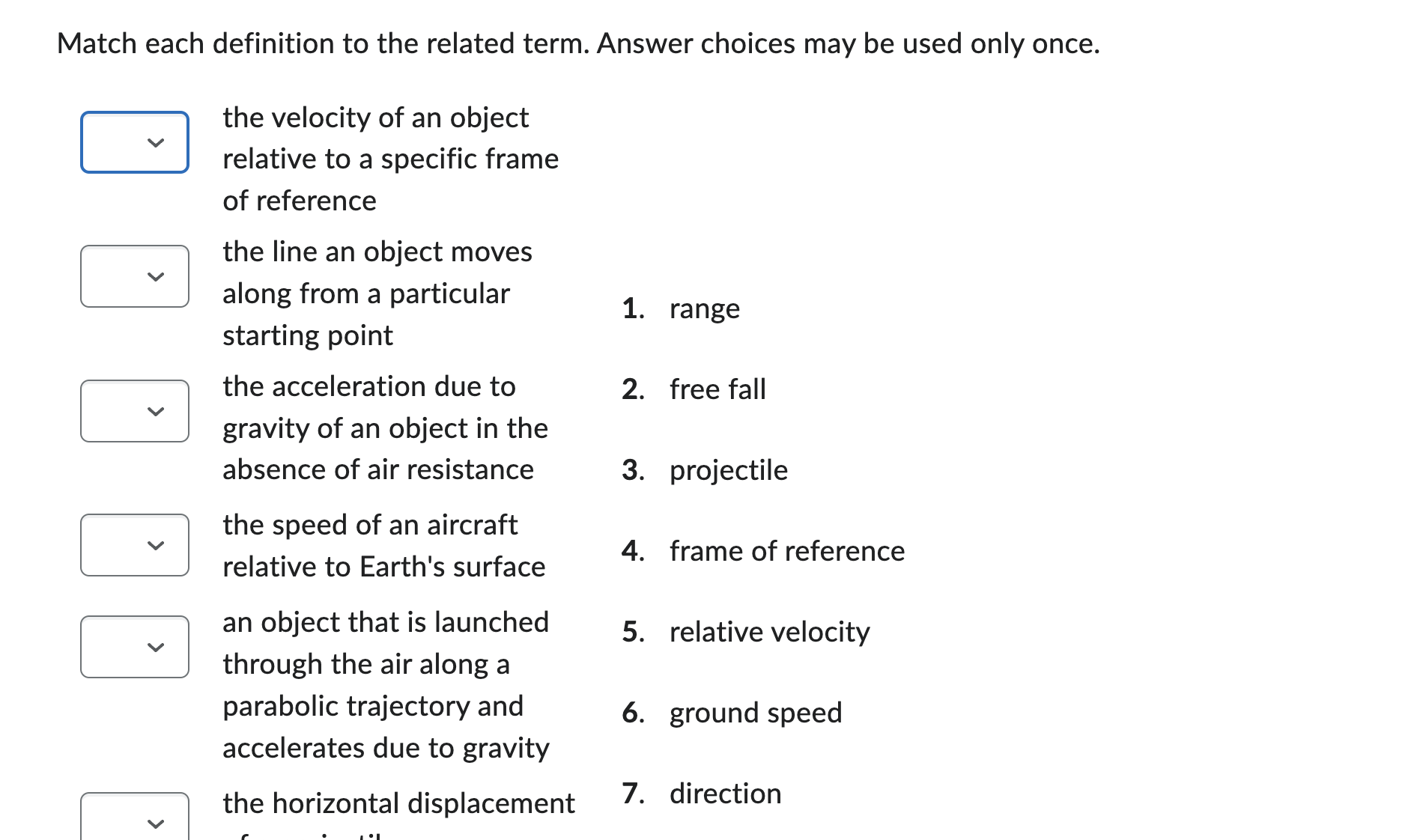 Solved Match each definition to the related term. Answer | Chegg.com