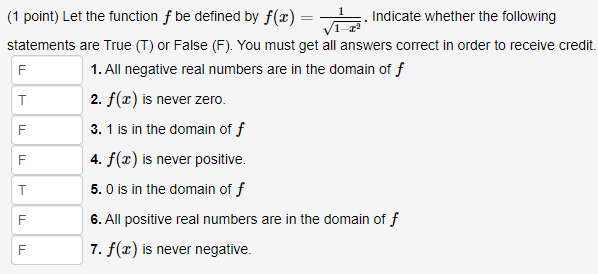 Solved (1 ﻿point) ﻿Let the function f ﻿be defined by | Chegg.com
