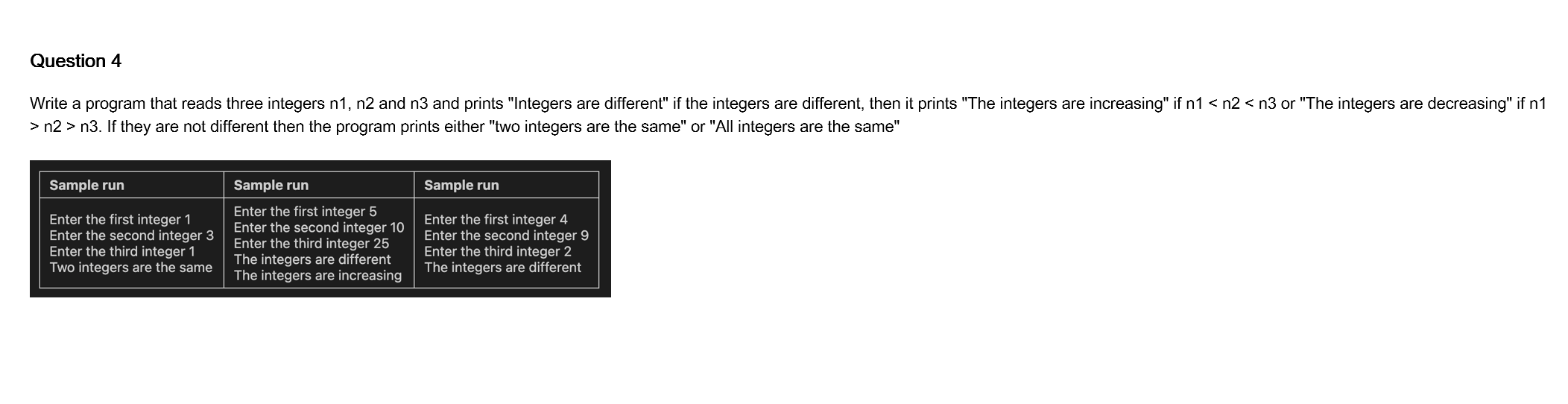 Solved Question 4 >n2>n3. ﻿If they are not different then | Chegg.com