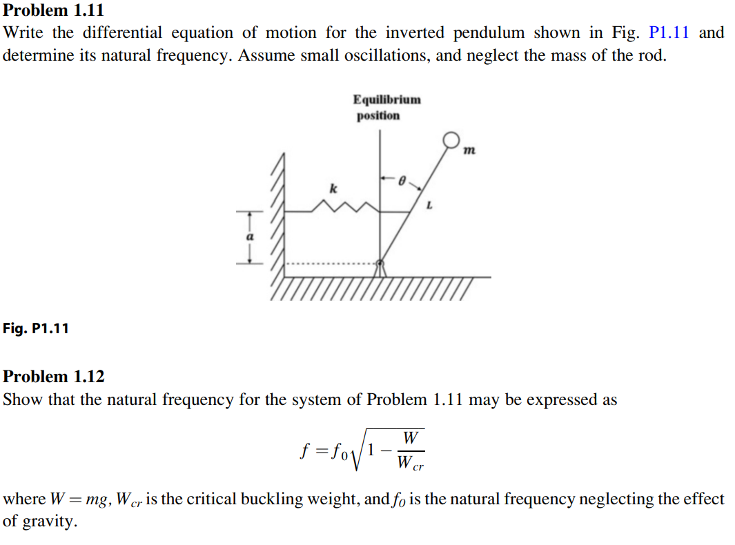 Solved Write the differential equation of motion for the | Chegg.com