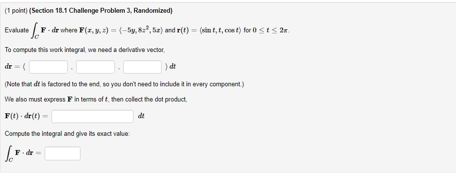 Solved (1 point) (Section 18.1 Challenge Problem 3, | Chegg.com