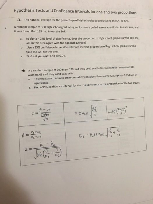 Solved Hypothesis Tests and Confidence Intervals for one and | Chegg.com