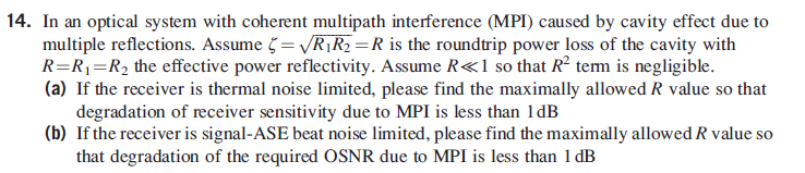 14. In an optical system with coherent multipath | Chegg.com