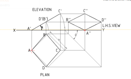 Solved A square lamina of sides 45 mm is resting on HP with | Chegg.com