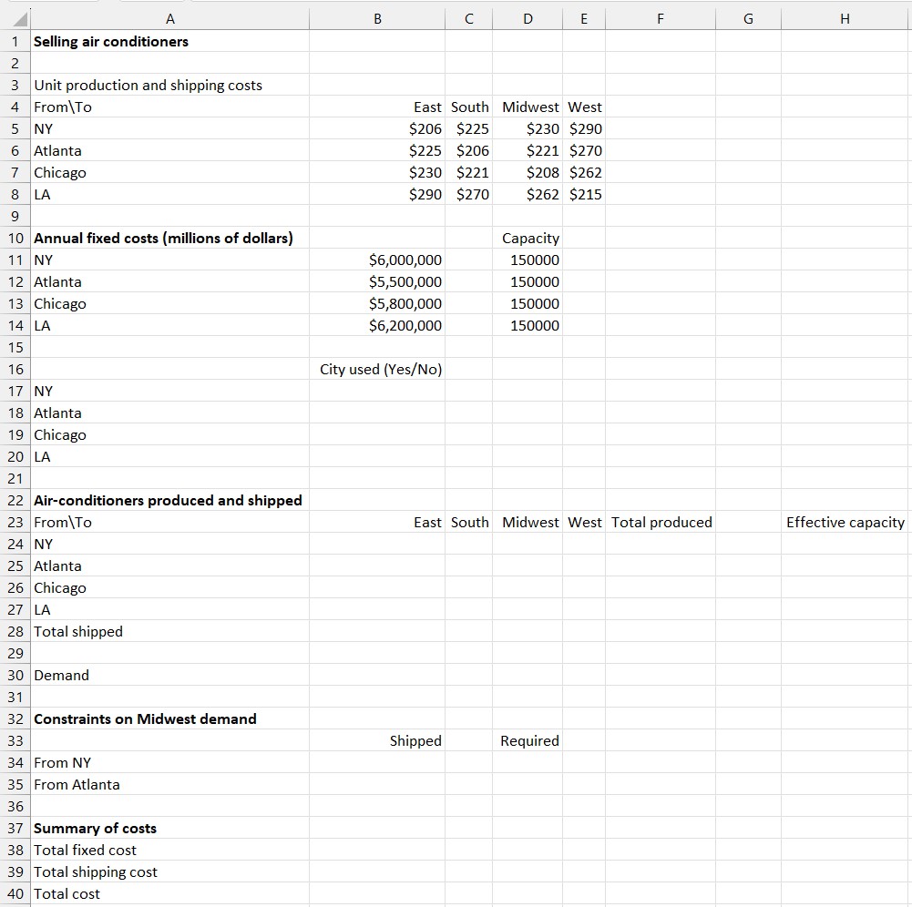 Use Microsoft Excel (Solver) to solve this | Chegg.com