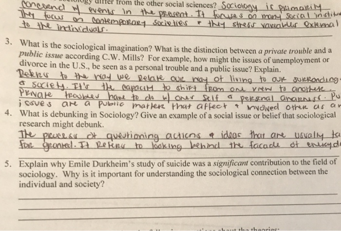 Solved Uy llther trom the other social sciences? Sociolday | Chegg.com