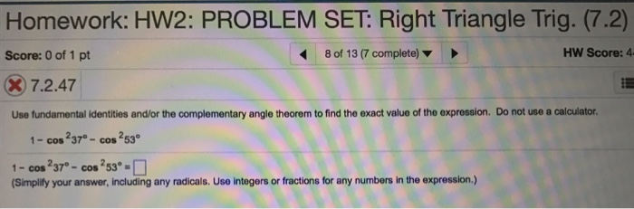 Solved Homework: HW2: PROBLEM SET: Right Triangle Trig. | Chegg.com