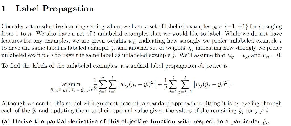 Solved 1 Label Propagation Consider a transductive learning | Chegg.com