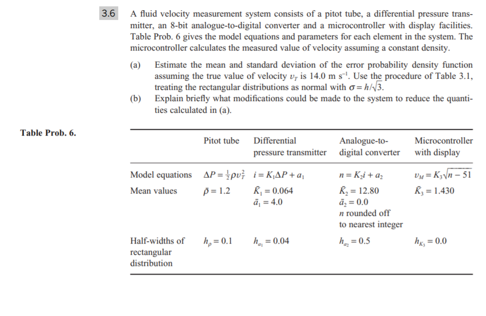 3.6 A fluid velocity measurement system consists of a | Chegg.com