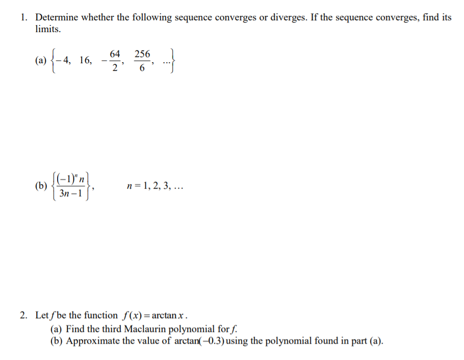 Solved 1. Determine whether the following sequence converges | Chegg.com