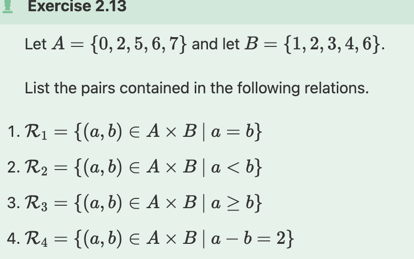 Solved Let A={0,2,5,6,7} and let B={1,2,3,4,6}. List the | Chegg.com