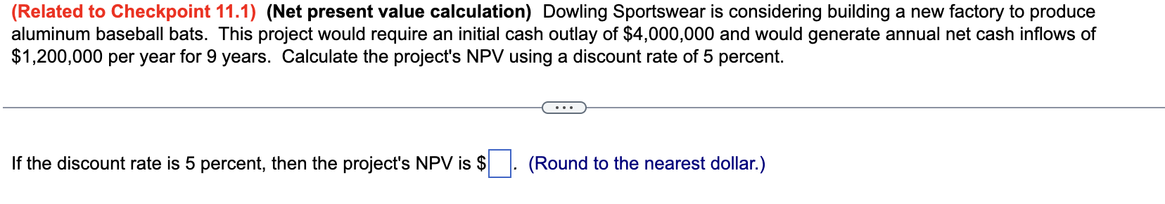 Solved (Related to Checkpoint 11.1) (Net present value | Chegg.com