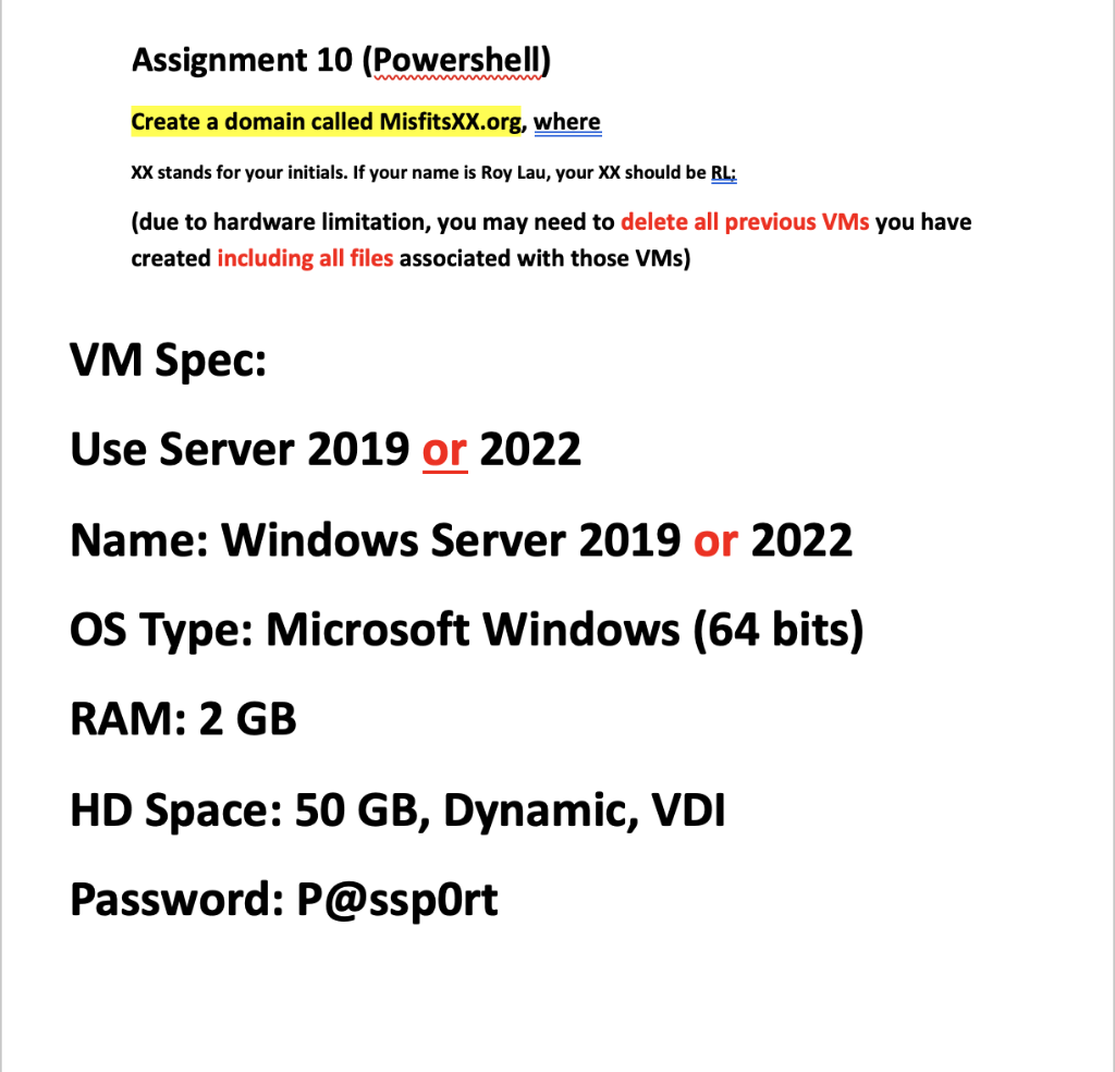 Solved Assignment 10 (Powershell) Create a domain called | Chegg.com