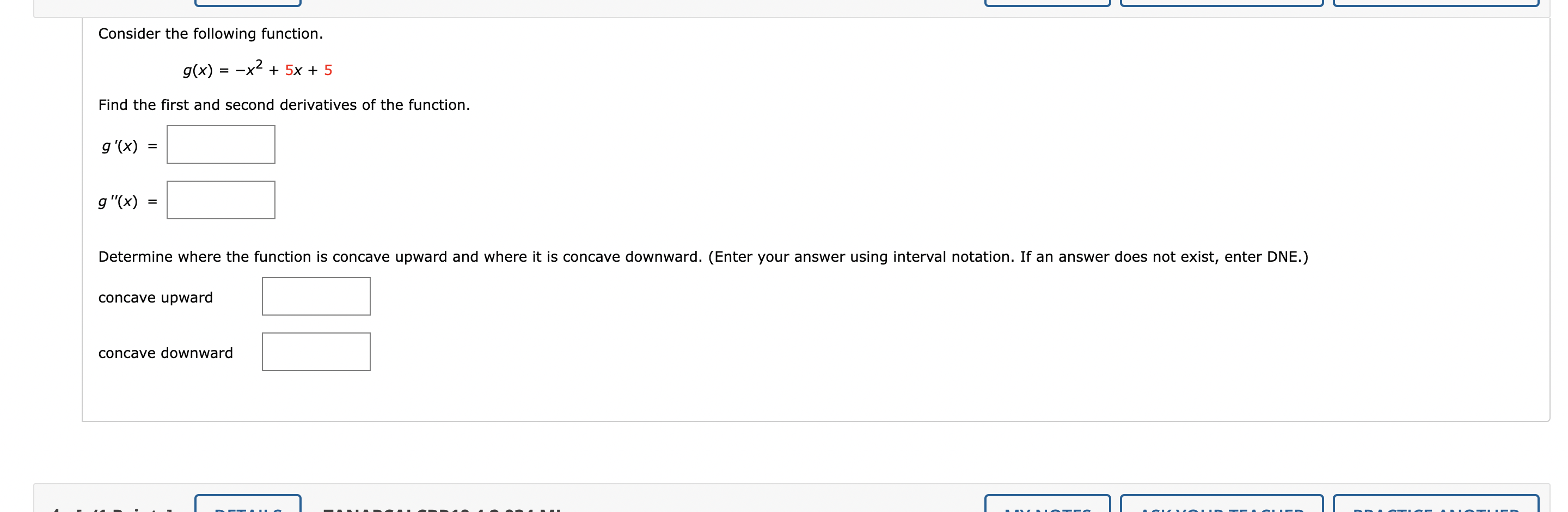 Solved Consider the following function. g(x)=−x2+5x+5 Find | Chegg.com