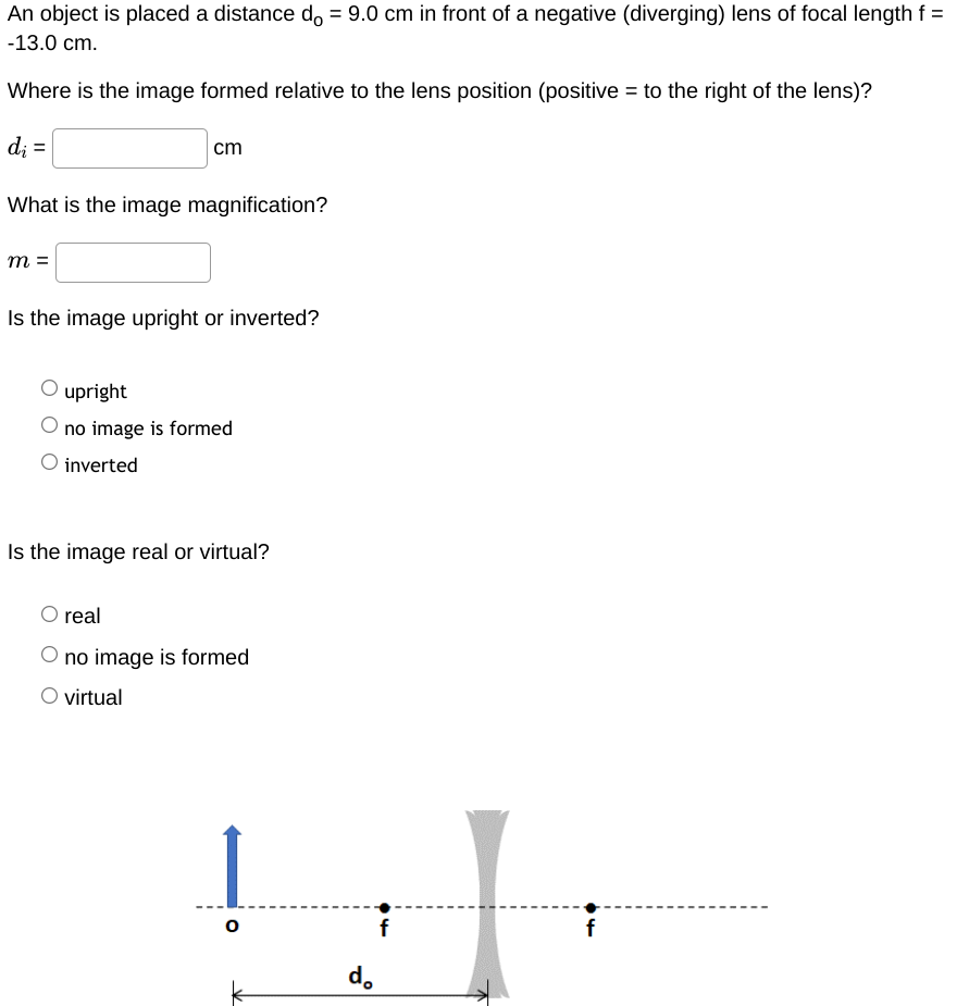 Solved An object is placed a distance d0=9.0 cm in front of | Chegg.com