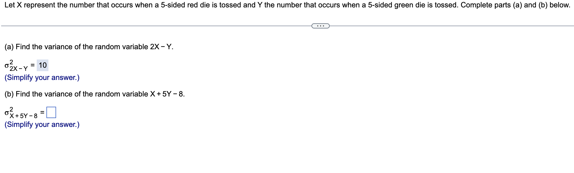 Solved (a) Find the variance of the random variable 2X−Y. | Chegg.com