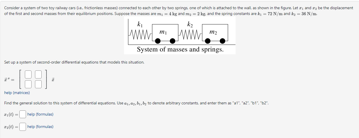Solved Set Up A System Of Second Order Differential 