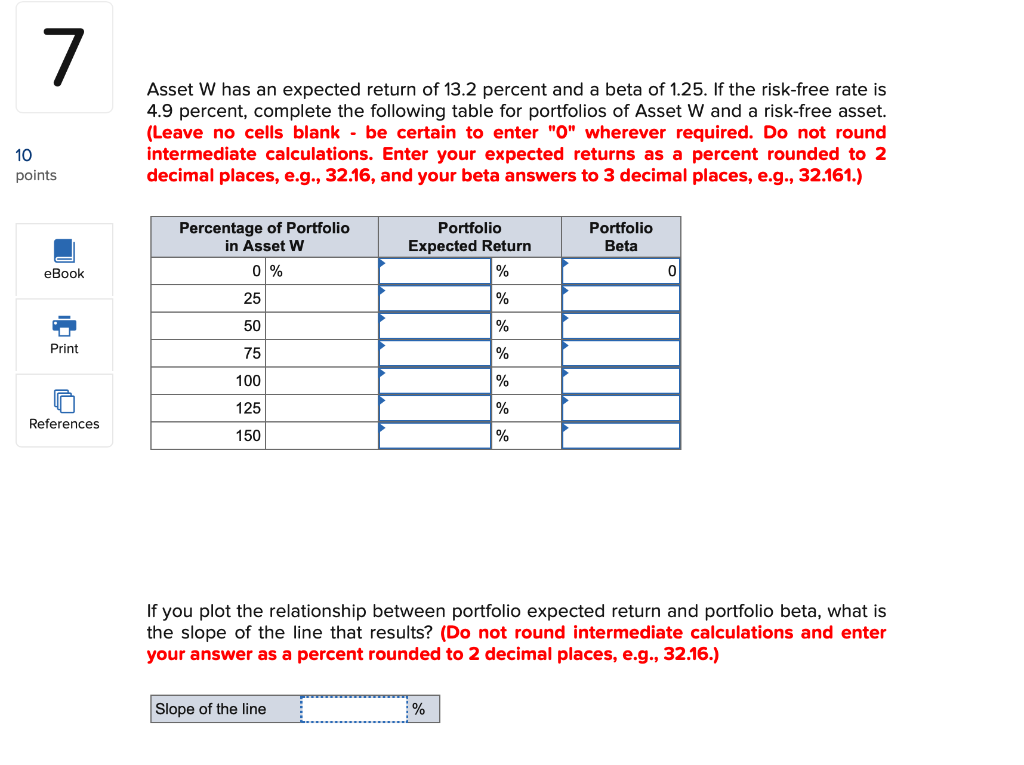 Solved 7 10 points eBook Print References Asset W has an | Chegg.com