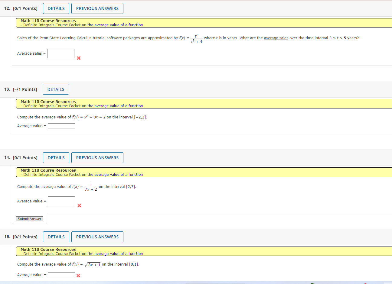 Sales of the Penn State Learning Calculus tutorial | Chegg.com