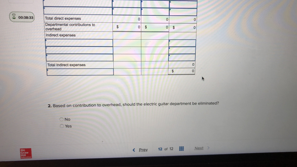 Solved Below are departmental income statements for a guitar | Chegg.com