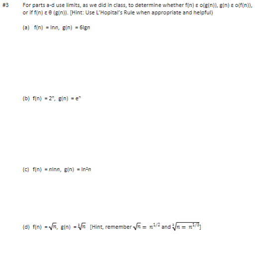 Solved For parts a-d use limits, as we did in class, to | Chegg.com