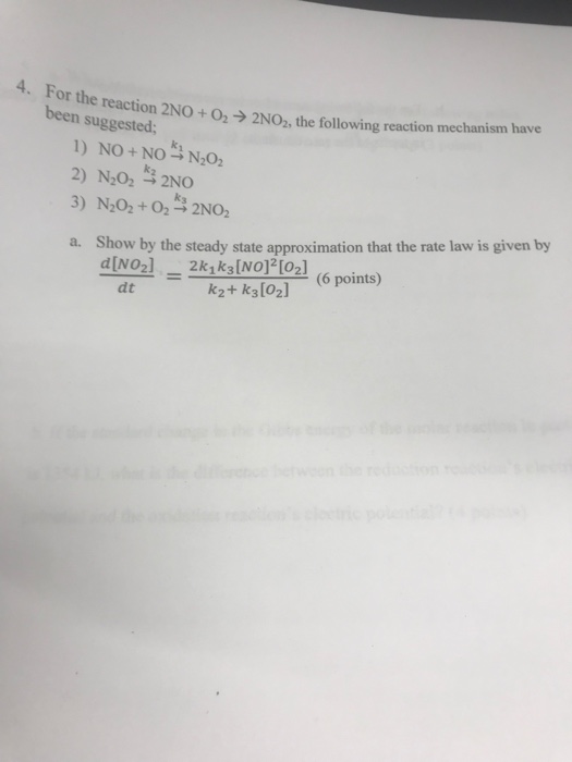Solved 4. For the reaction 2NO + O2 → 2NO2, the following | Chegg.com