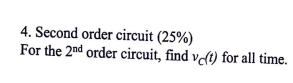 Solved 4. Second order circuit (25%) For the 2nd order | Chegg.com
