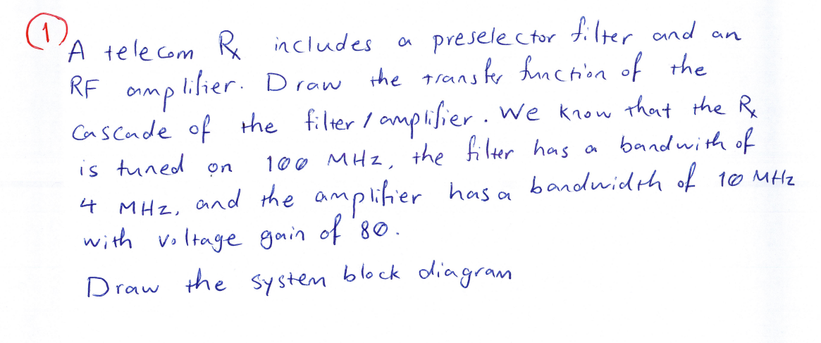 (1) A telecom Rx includes a preselector filter and an | Chegg.com