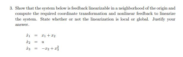 this question is related to feedback linearization - | Chegg.com