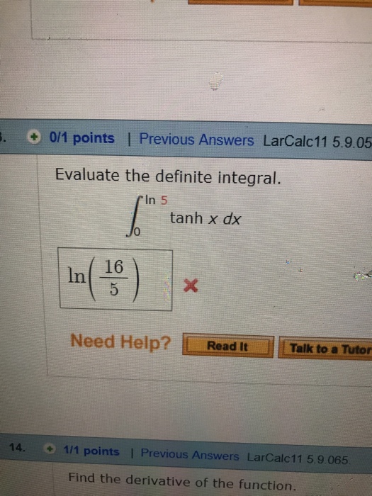 Solved . 0/1 points I Previous Answers LarCalc11 5.9.05 | Chegg.com