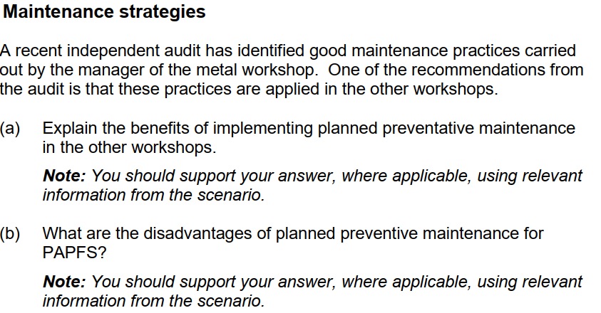 Solved Maintenance strategies recent independent audit has | Chegg.com