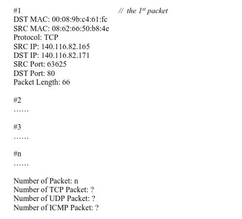 1) Count total number of packets, number of TCP | Chegg.com